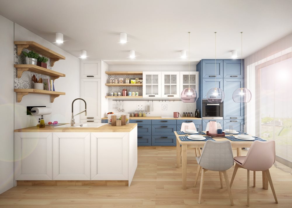 Modro-bílá retro kuchyně | AŤÁK DESIGN